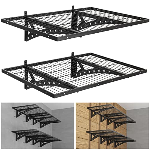 Sanhang 2-Pack 2x3ft Garage Storage Rack, Suitable for Garage, Storage Room Wall-Mounted Storage Shelf, Black