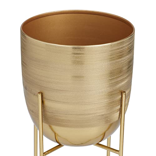 Deco 79 080028 Modern Metal Decorative Indoor Outdoor Planter, Flower Pot for Living Room, Kitchen, Office, Patio Entryway, 6", 5"W, Gold