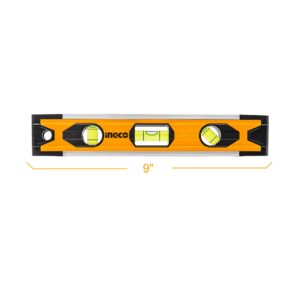 INGCO 9 Inch level Tool, Professional Torpedo Level Magnetic - Easy to Read Bubble Levels for Construction and DIY Projects