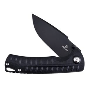 SHIELDON Relicanth EDC Pocket Knife, 3.2" D2 Blade Black G10 Handle Liner Lock Folding Knife with Clip, Qualified as Outdoor Hunting Knife