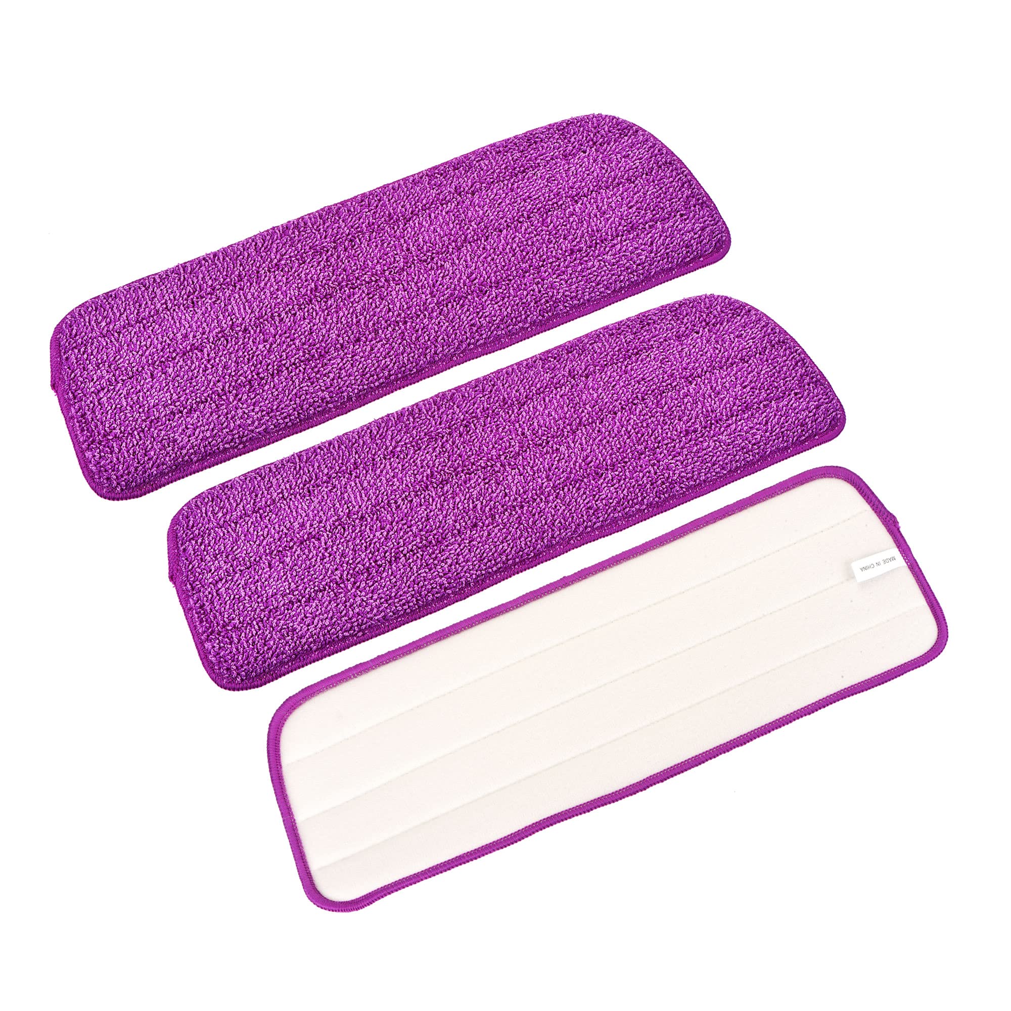 MECCANIXITY Microfiber Mop Replacement Heads 42x14cm for Wet/Dry Mop Floor Cleaning Pads, Purple Pack of 3