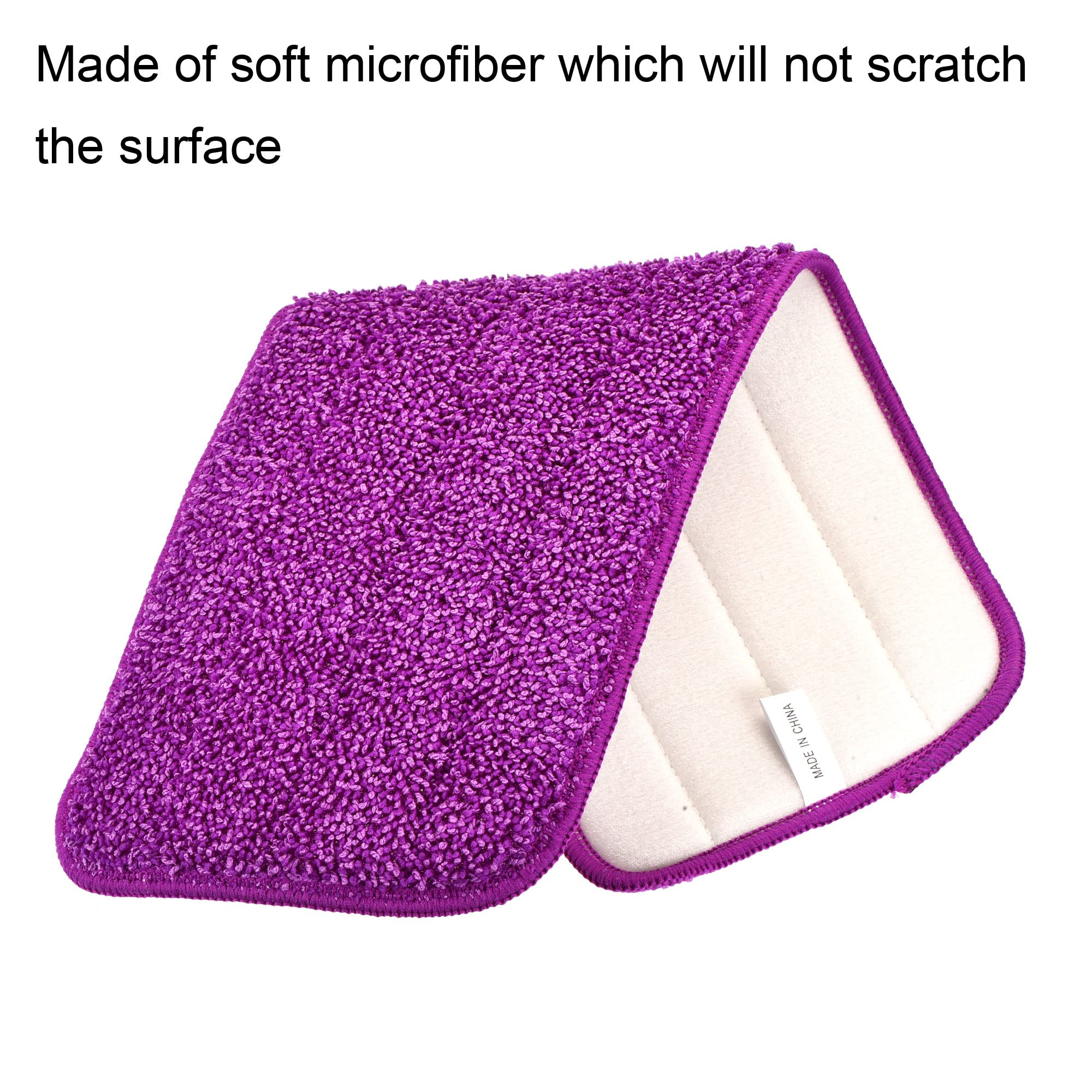 MECCANIXITY Microfiber Mop Replacement Heads 42x14cm for Wet/Dry Mop Floor Cleaning Pads, Purple Pack of 3