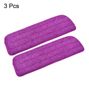 MECCANIXITY Microfiber Mop Replacement Heads 42x14cm for Wet/Dry Mop Floor Cleaning Pads, Purple Pack of 3