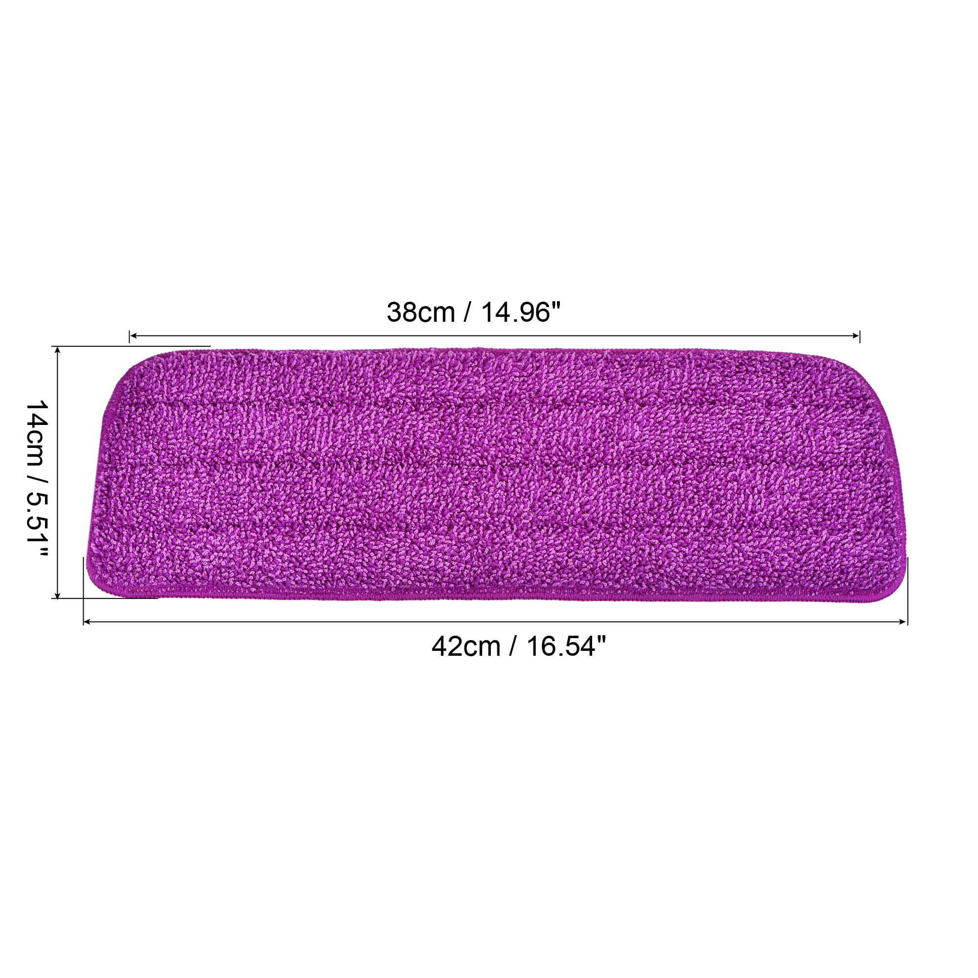 MECCANIXITY Microfiber Mop Replacement Heads 42x14cm for Wet/Dry Mop Floor Cleaning Pads, Purple Pack of 3