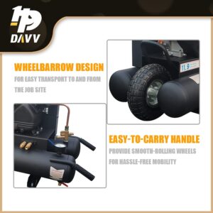 HPDAVV 6.5-HP Portable Air Compressor with Wheels - 9 Gallon Air Tanks Wheelbarrow Gas Powered Air Compressor (1, 6.5HP/9GAL*2/Wheelbarrow)