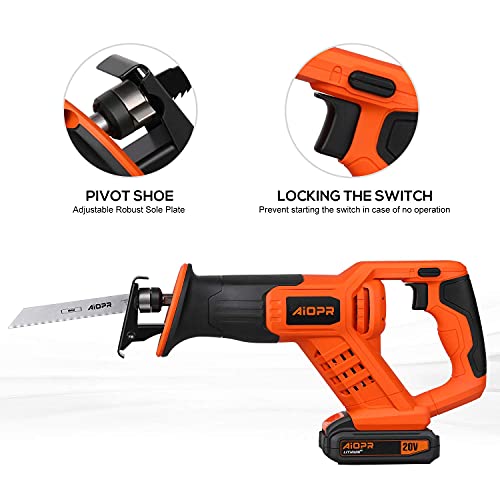 AIOPR 20V Cordless Reciprocating Saw with 5 Blades (97705)