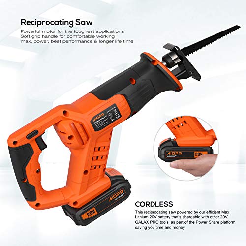 AIOPR 20V Cordless Reciprocating Saw with 5 Blades (97705)