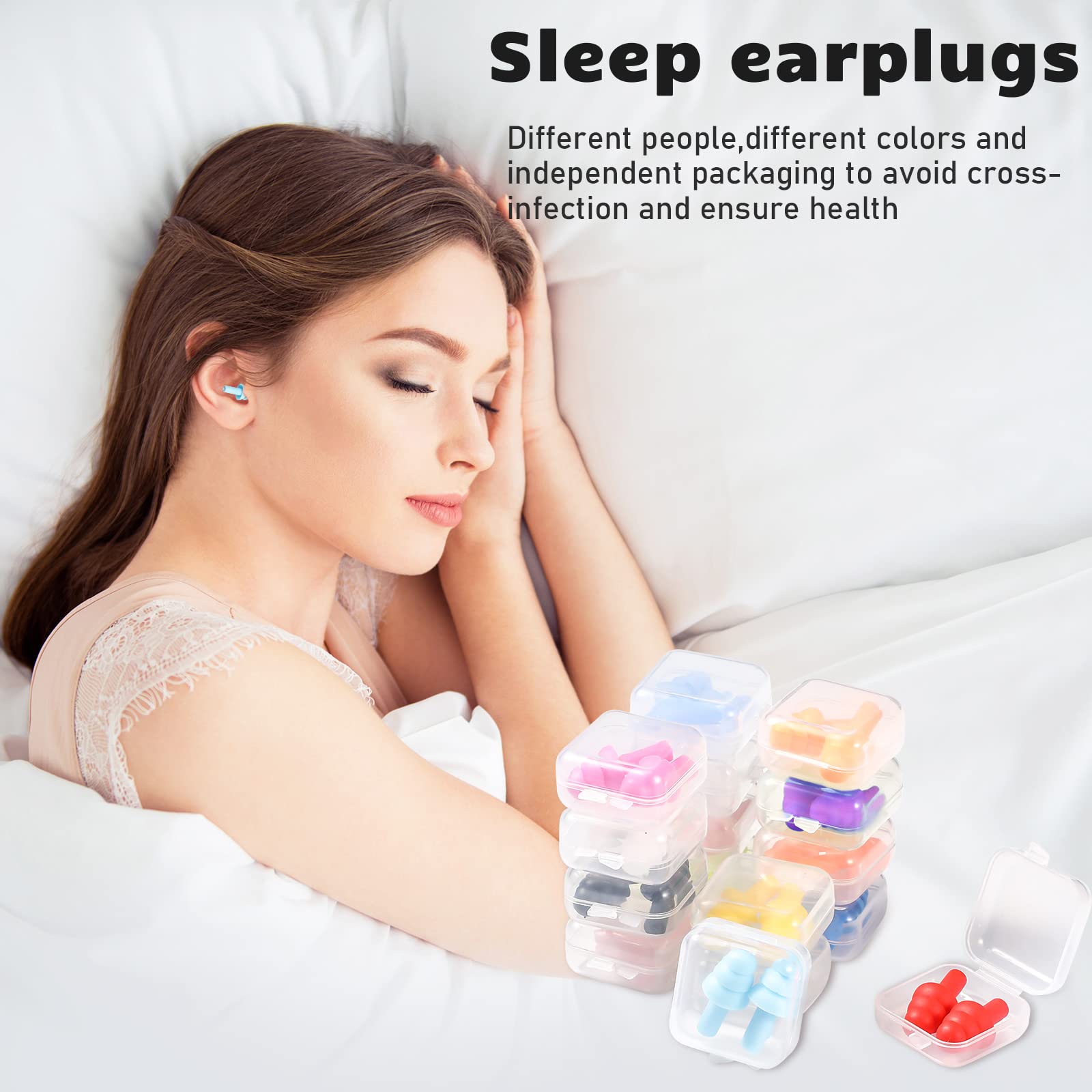 150 Pairs Silicone Ear Plugs Bulk Individually Wrapped Noise Cancelling Earplugs for Sleeping Reusable Noise Reduction Earplugs Colorful Soft Ear Plugs with Carry Case for Swimming Snoring