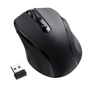 lodvie wireless mouse for laptop, 2400 dpi wireless computer mouse with 6 buttons,2.4g ergonomic usb cordless mouse,18 months battery life mouse for laptop pc mac computer chromebook macbook - black