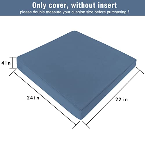 GUEGLSA Outdoor Cushion Covers Replacement 24x22x4,Water Repellent Patio Cushion Slipcovers, High UV Resistant Replacement Cushion Covers, Set of 2, Blue