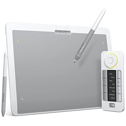 XENCELABS Drawing Tablet Medium, Computer Graphic Tablets with 40 Customizable Quick Keys, 12" Ultrathin Pen Tablet with 2 Battery-Free Stylus, 8192 Levels Pressure for Win/Mac/Linux, Nebula White