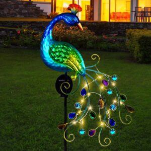 dreamsoul metal peacock garden solar lights outdoor decorative garden stake lights- waterproof peacock solar landscape led path lights patio yard garden lawn outside decoration