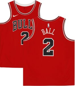 lonzo ball chicago bulls autographed red nike swingman jersey - autographed nba jerseys