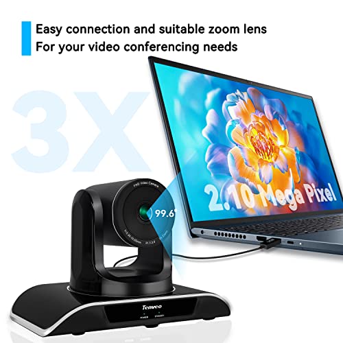 Tenveo 3X PTZ Camera Conference Room Camera 3X Optical Zoom + USB Speakerphone for Skype Zoom (VHD3U-M3)