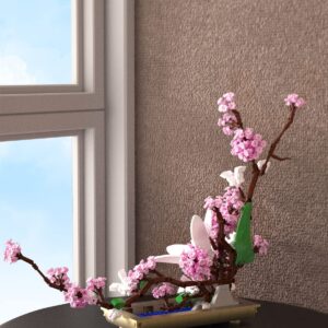 Nifeliz Lilac Bonsai Tree Toy Building Kit and Display Model, Unique Home Flower Bouquet Décor Ideas, A Creative and Relaxing Bonsai Tree Building Project for Adults, Botanical Collection(974 Pieces)