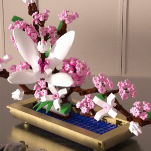 Nifeliz Lilac Bonsai Tree Toy Building Kit and Display Model, Unique Home Flower Bouquet Décor Ideas, A Creative and Relaxing Bonsai Tree Building Project for Adults, Botanical Collection(974 Pieces)