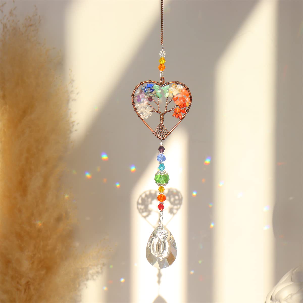 3pcs Crystal Suncatchers for Windows Hanging Tree of Life Sun Catchers Decor with Prisms for Home Indoor Outdoor Car Making Rainbows