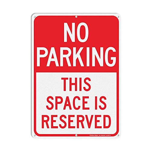 Faittoo No Parking This Space Is Reserved Sign, 14 x 10 Inch Reflective Aluminum Sign, UV Protected and Weatherproof, Durable Ink, Easy to Install and Read, Indoor/Outdoors Use