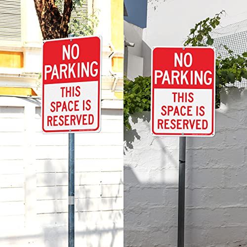 Faittoo No Parking This Space Is Reserved Sign, 14 x 10 Inch Reflective Aluminum Sign, UV Protected and Weatherproof, Durable Ink, Easy to Install and Read, Indoor/Outdoors Use