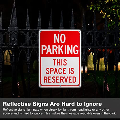 Faittoo No Parking This Space Is Reserved Sign, 14 x 10 Inch Reflective Aluminum Sign, UV Protected and Weatherproof, Durable Ink, Easy to Install and Read, Indoor/Outdoors Use