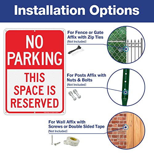 Faittoo No Parking This Space Is Reserved Sign, 14 x 10 Inch Reflective Aluminum Sign, UV Protected and Weatherproof, Durable Ink, Easy to Install and Read, Indoor/Outdoors Use