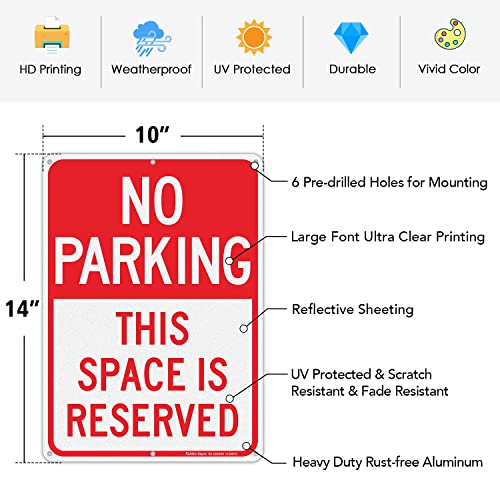 Faittoo No Parking This Space Is Reserved Sign, 14 x 10 Inch Reflective Aluminum Sign, UV Protected and Weatherproof, Durable Ink, Easy to Install and Read, Indoor/Outdoors Use