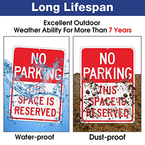 Faittoo No Parking This Space Is Reserved Sign, 14 x 10 Inch Reflective Aluminum Sign, UV Protected and Weatherproof, Durable Ink, Easy to Install and Read, Indoor/Outdoors Use