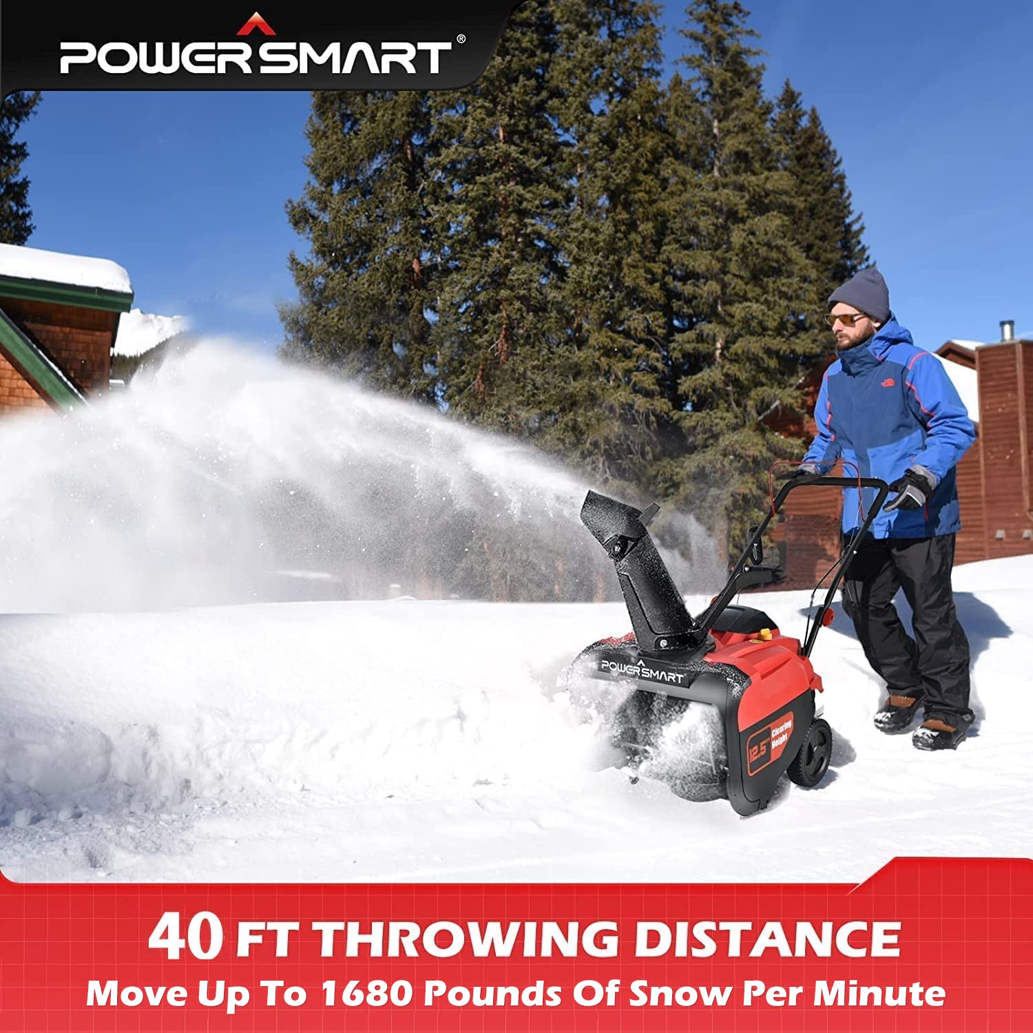 PowerSmart Snow Blower Gas Powered, 21 Inch Single Stage Gas Snow Thrower, 212CC Gasoline Engine Snowblower for Yard