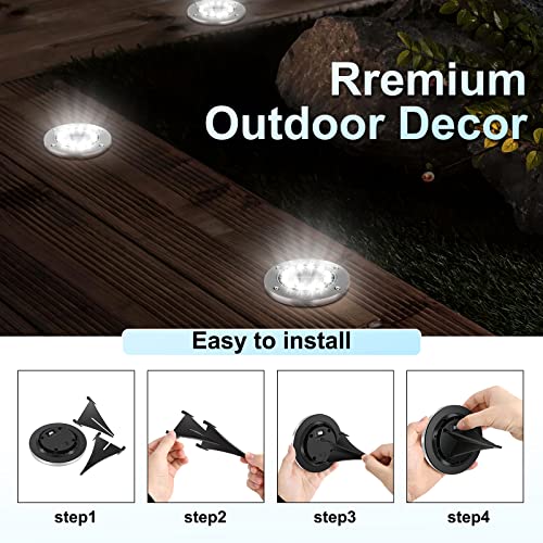 MIQIA Solar Ground Lights Outdoor, 12 Pack 12 LED Solar Garden Lights Waterproof, Super Bright in-Ground Lights, Solar Disk Lights for Yard, Walkway, Pathway, Patio, Lawm, Outdoor Decorations (White)