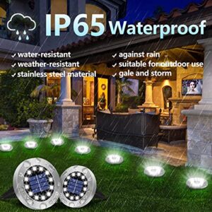 MIQIA Solar Ground Lights Outdoor, 12 Pack 12 LED Solar Garden Lights Waterproof, Super Bright in-Ground Lights, Solar Disk Lights for Yard, Walkway, Pathway, Patio, Lawm, Outdoor Decorations (White)