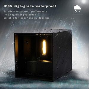 Wrasse 2pcs led Outdoor Wall Mounted Light 12W Wall Sconce 3000k Black Exterior Light Fixture 110v up Down Modern Cube Lighting for Outdoor Patio Decor House Light Villas Hotel (Matte Black 3000k)