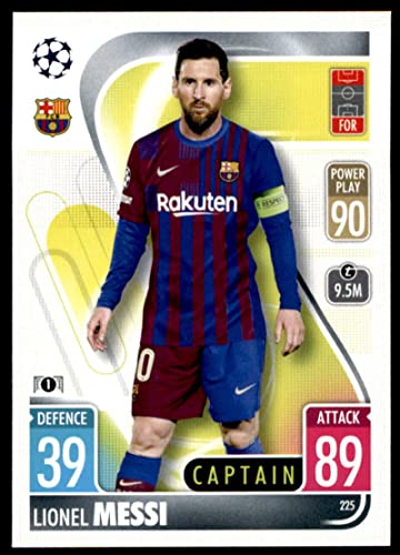 2021-22 Topps Match Attax UEFA Champions League #225 Lionel Messi FC Barcelona Captain Official UCL Soccer Trading Card in Raw (NM or Better) Condition