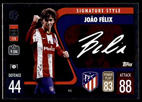 2021-22 Topps Match Attax UEFA Champions League #445 Joao Felix Atletico de Madrid Signature Style Foil Official UCL Soccer Trading Card in Raw (NM or Better) Condition