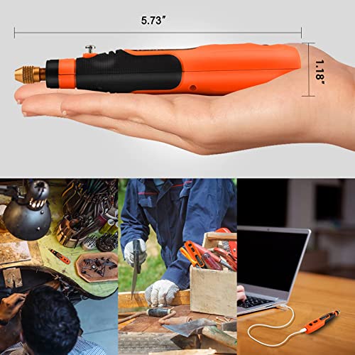 GOXAWEE Mini Cordless Rotary Tool with 105pcs Accessories, 5-Speed 18000rpm and USB Charging, Multi-Purpose Power Rotary Tool with 3.7V Li-ion Battery for Handmade Crafting and DIY Creations.