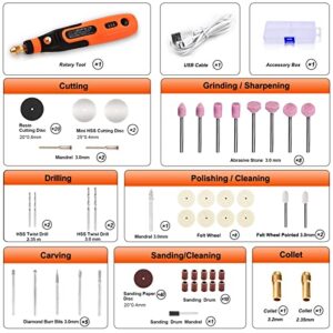 GOXAWEE Mini Cordless Rotary Tool with 105pcs Accessories, 5-Speed 18000rpm and USB Charging, Multi-Purpose Power Rotary Tool with 3.7V Li-ion Battery for Handmade Crafting and DIY Creations.