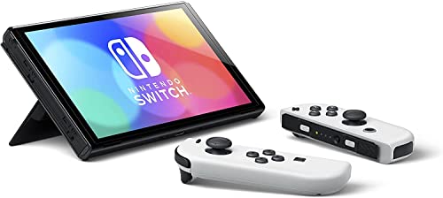 PURTCH Newest 2022 Model Switch OLED Display with White Controllers and Dock - 7" 1280 x 720 OLED Touchscreen Display, 64GB Internal Storage, 802.11AC WiFi, Bluetooth 4.1, Ethernet, Type-C