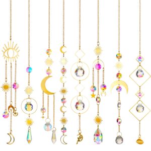 crystals hanging sun catcher garden prism light catcher window sun catcher chandelier pendant ornament for home office party decoration (rainbow, 10 pieces)