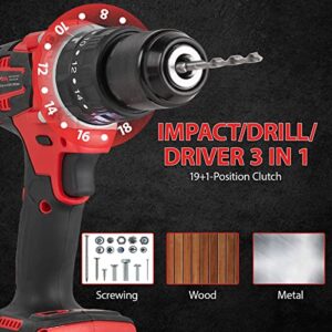 Behappy Cordless Drill Combo Kit, 1000ln-lbs Drill Driver and 2600In-lbs Impact Driver 21V, Brushless Power Tool Kit with 2 Lithium-Ion Batteries, 1Charger