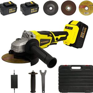 21V Cordless Angle Grinder Brushless with 2pcs 4.0Ah Battery, Charger, 125mm, 10000rpm, 3 Cutting Wheels Accessories and Carrying Case, for Cutting and Grinding