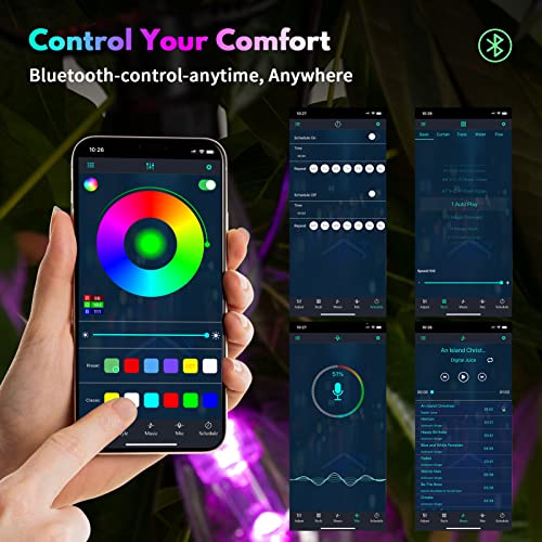 Outdoor String Lights Color Changing - 48FT Sync with Music Led Patio Lights Outdoor Waterproof with App and Remote Hanging 15 RGB Bulb Create Ambience for Garden, Cafe, Backyard, Christmas, Party