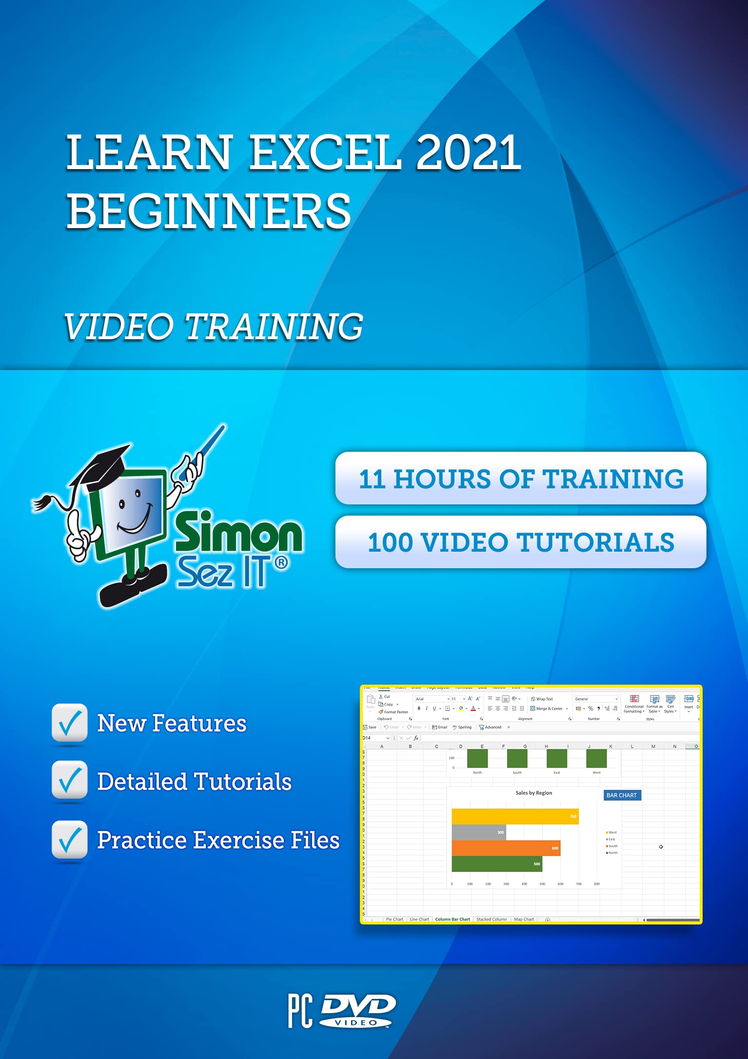 Microsoft Excel 2021/365 Training Course by Simon Sez IT: Excel DVD Course For Absolute Beginners – Excel Video Tutorials Including Exercise Files