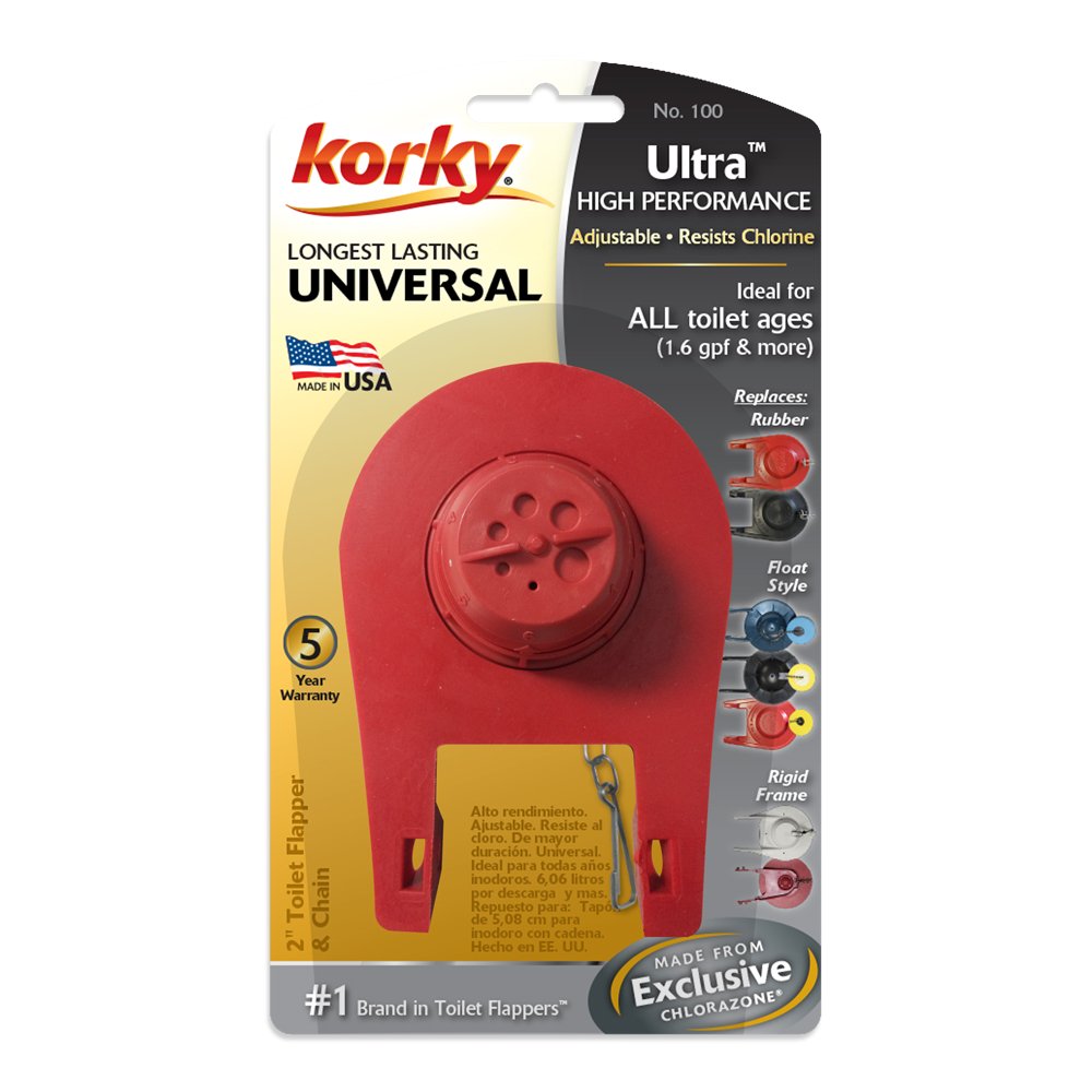 Korky 100 Ultra High Performance Universal 2" Flapper, 2 PACK