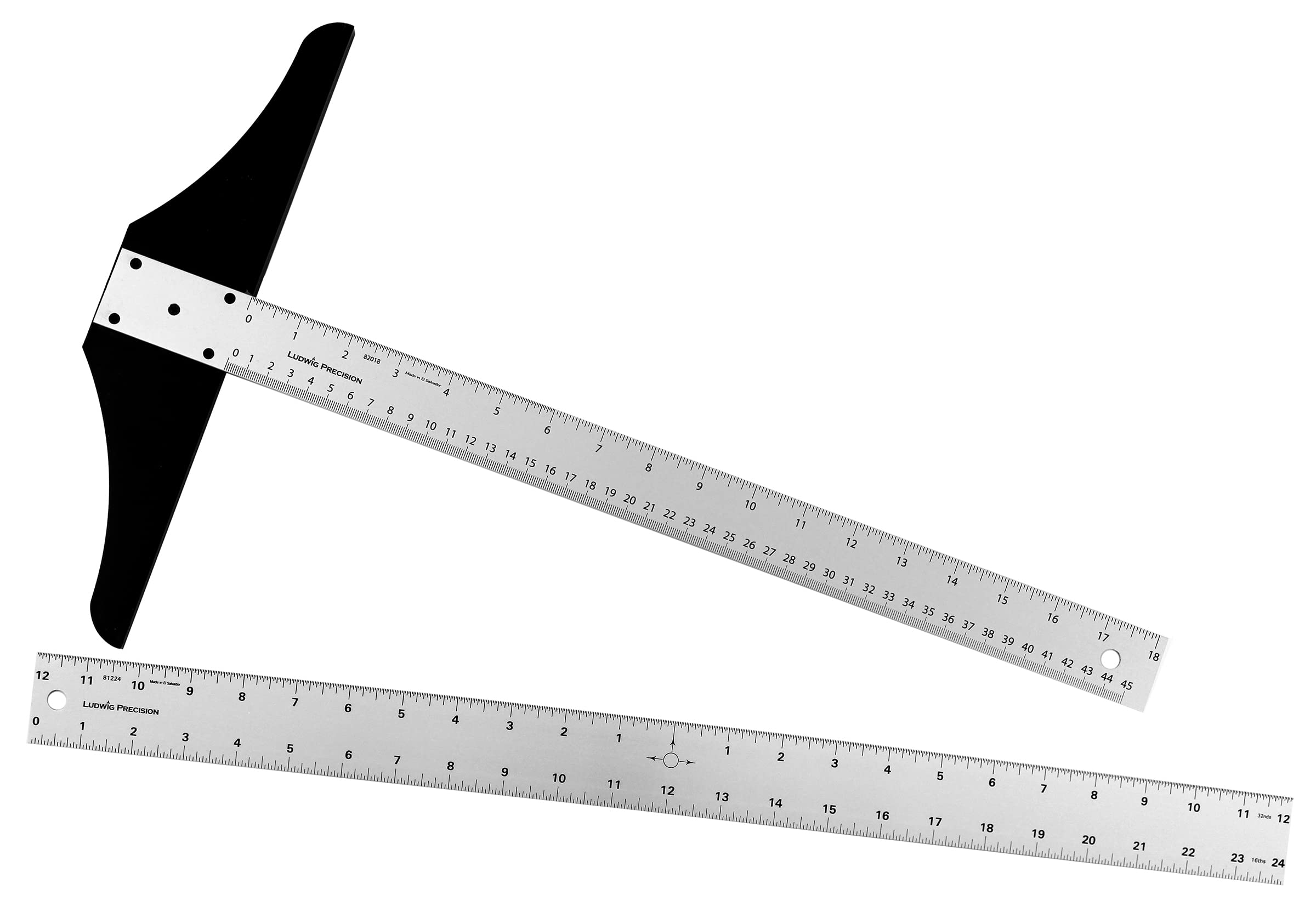 Ludwig Precision Standard DIYer Builders Tool Set - with 18-in T-Square and 24-in Center-Finder Straight Edge Ruler