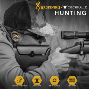 Browning Hearing Protection for Shooting by Decibullz Custom-Molded Earplugs, 31-Decibel Noise Reduction Rating (NRR), Includes Lanyard and Travel Case