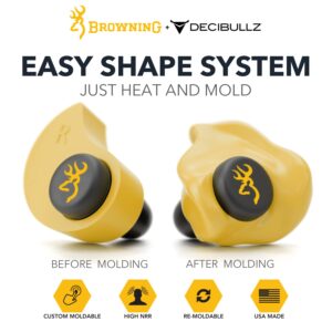 Browning Hearing Protection for Shooting by Decibullz Custom-Molded Earplugs, 31-Decibel Noise Reduction Rating (NRR), Includes Lanyard and Travel Case