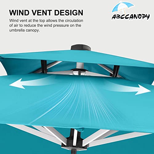 ABCCANOPY 10x13ft Patio Umbrella - Large Windproof Cantilever Umbrella with 360-degree Rotation,Outdoor Offset Rectangle Umbrella for Backyard Garden Deck Pool, Turquoise