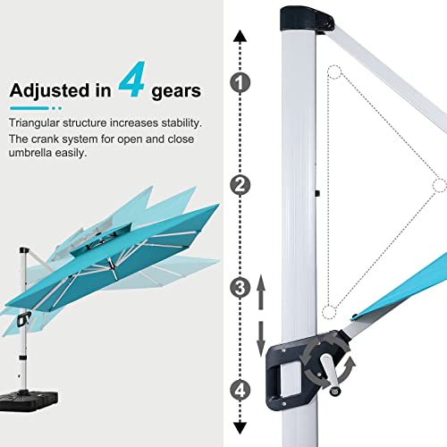 ABCCANOPY 10x13ft Patio Umbrella - Large Windproof Cantilever Umbrella with 360-degree Rotation,Outdoor Offset Rectangle Umbrella for Backyard Garden Deck Pool, Turquoise