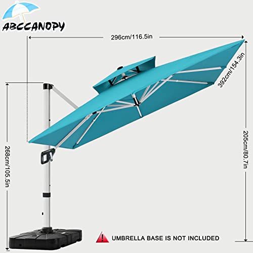 ABCCANOPY 10x13ft Patio Umbrella - Large Windproof Cantilever Umbrella with 360-degree Rotation,Outdoor Offset Rectangle Umbrella for Backyard Garden Deck Pool, Turquoise