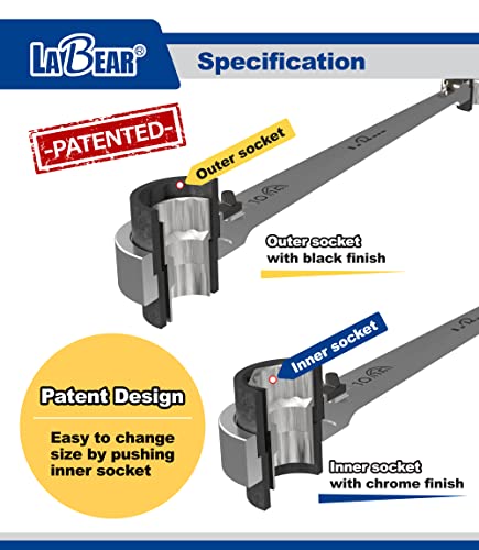 LABEAR - SAE 8 in 1 Speed wrench, 8 in 1 Double End Reversible Combination Wrench, Ratcheting Wrench, 5/16",3/8",7/16",1/2",9/16",5/8",11/16",3/4"