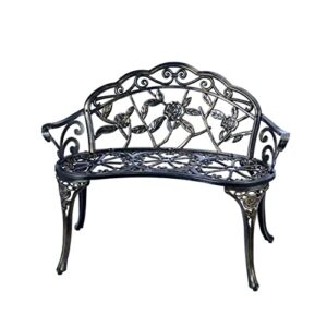 jardin de centennial patio garden bench metal park bench cast aluminum outdoor furniture with floral rose for patio,park,lawn,yard (copper)